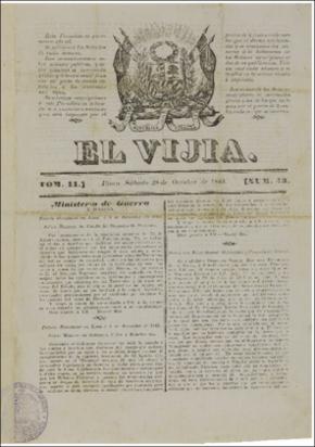 El Vijia. Tomo II, N°43. Piura, sábado 28 de octubre 1843