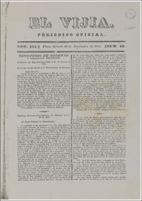 El Vijia. Tomo III, N°46. Piura, sábado 16 noviembre de 1844
